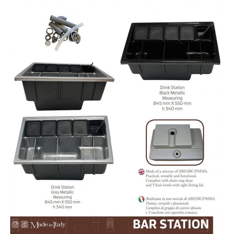 Grey Built-in Cocktail Workstation